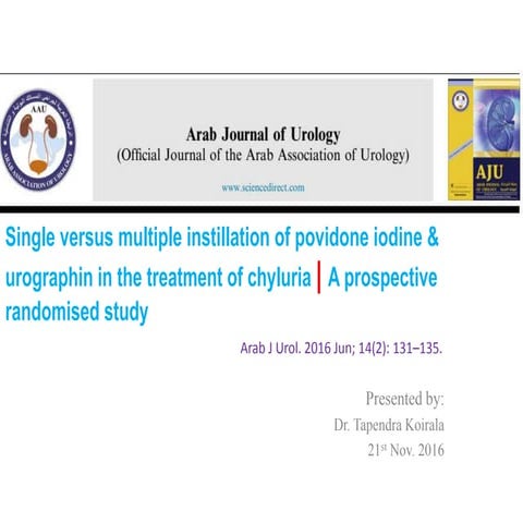 Chyluria: Journal presentation | PPTX
