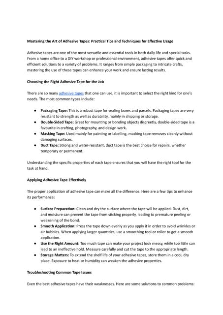 Everything You Need to Know About Selecting the Right Adhesive | PDF