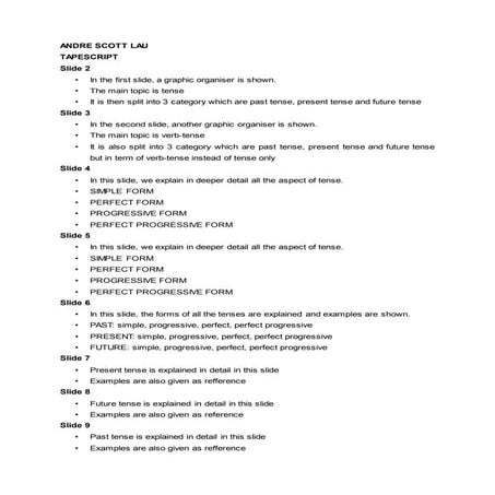 Tapescript of the tenses | DOCX