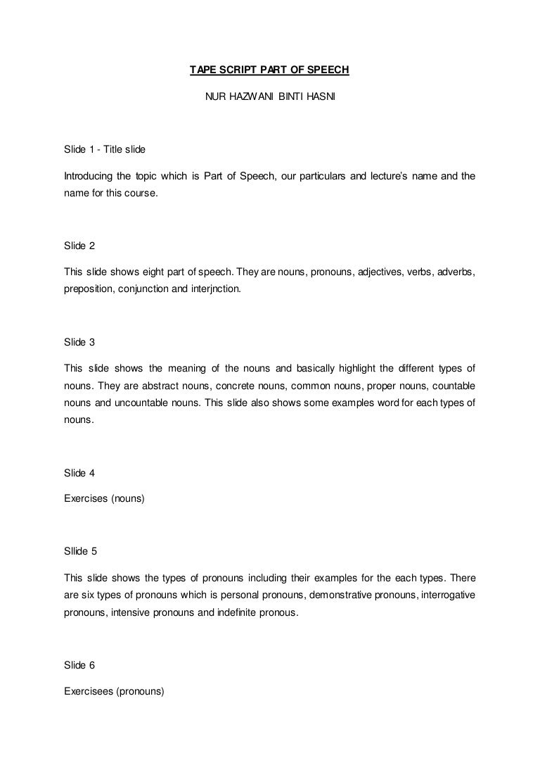 Tape script part of speech (hazwani)
