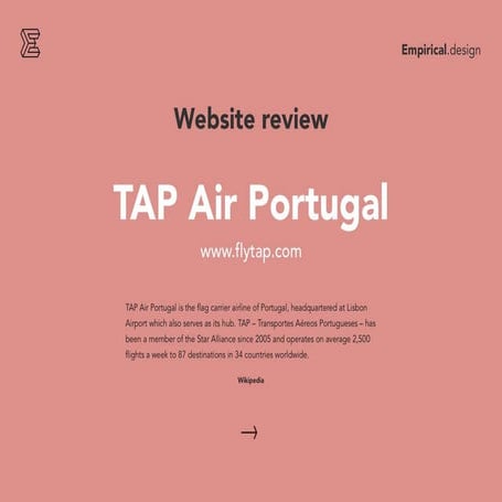 How TAP airlines onboards their homepage visitors (UX Design audit) | PPT