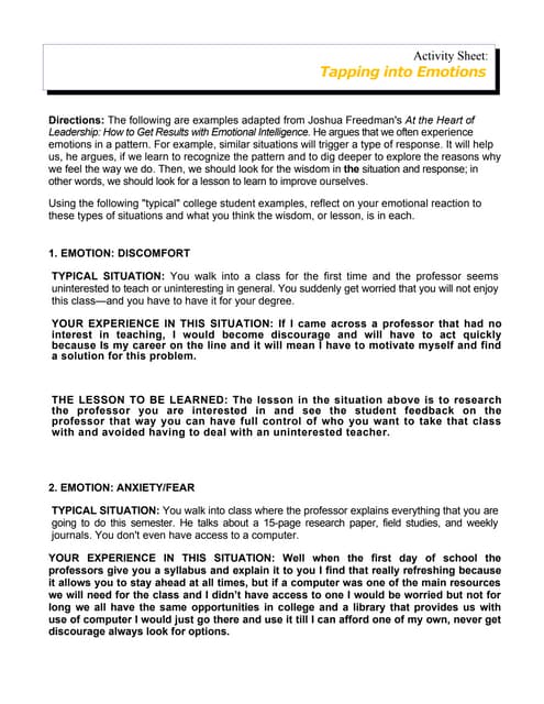 Tapping Into Emotions | PDF