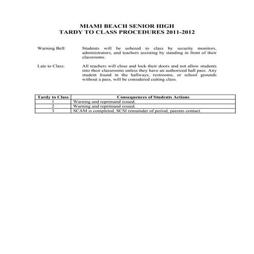Tardy to class | PDF