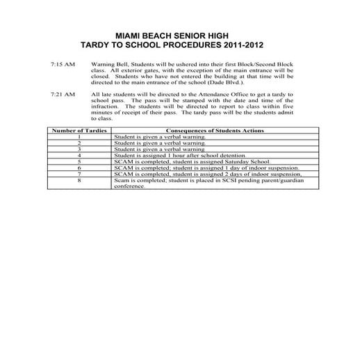 Tardy to school | DOC