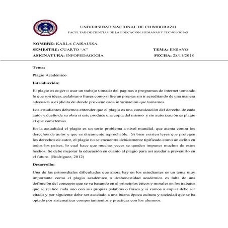 plagio donde es mas frecuente y porque | DOCX