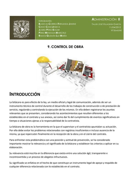Qué contiene una Bitácora de Obra y cómo debe diligenciarse | PPT