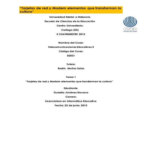 Tarea 1 tarjetas de red | PDF
