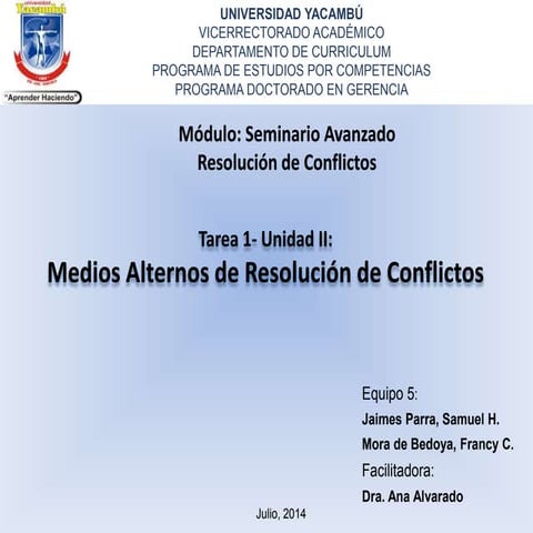 Tarea 1 unidad ii medios alternos samuel jaimes-francy mora | PPTX