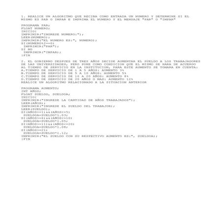 Ejercicios Algoritmos Selectivos | DOCX