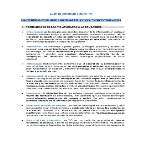 TAREA 2.3 TIC _ Posibilidades y limitaciones.pdf | Computing | Technology & Computing