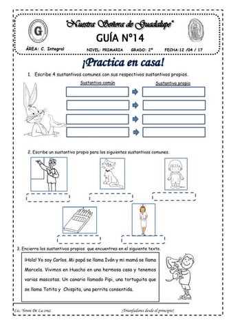 Hoja De Trabajo De Sustantivo Comun Y Sustantivo Propio