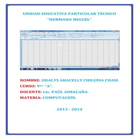 Tarea de computacion hoja de calculo | DOCX