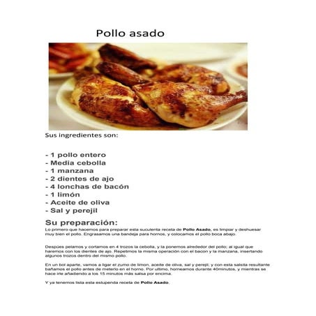 como preparar pollo asado | DOCX