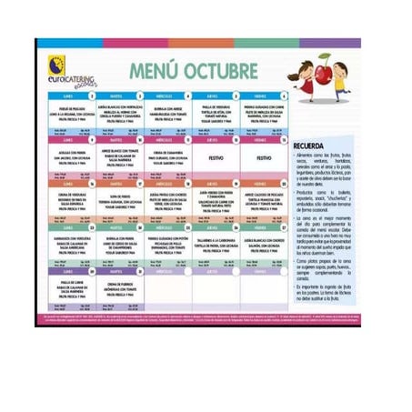 Tarea menu escolar | DOCX
