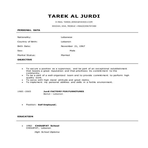 Tarek al jurdi c.v | PDF