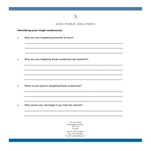Target Audience Worksheet | PDF