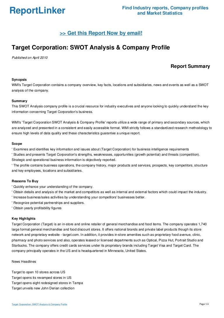 Target Corporation: SWOT Analysis & Company Profile