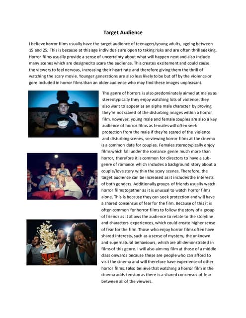 Horror film target audience | PPT