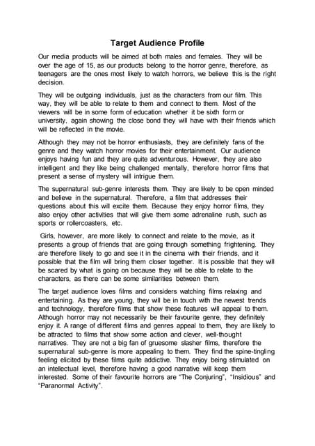 Target audience | PPT | Horror | Genres