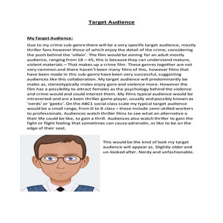 Target Audience Avatar Write Up | DOCX