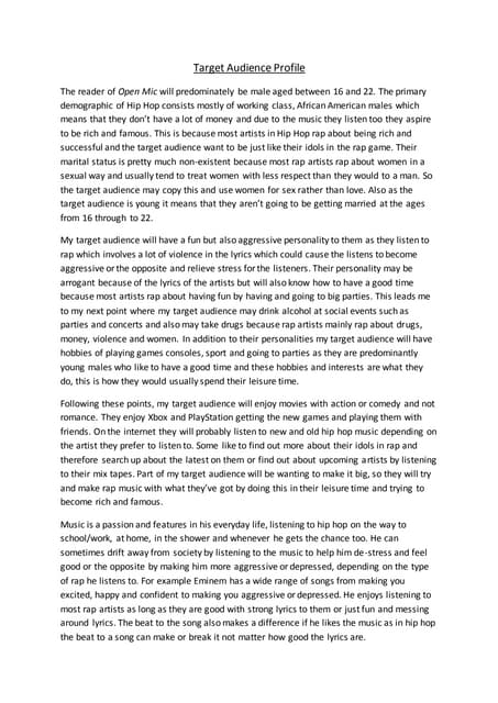 Target audience media | PPT | Hip Hop Music | Music