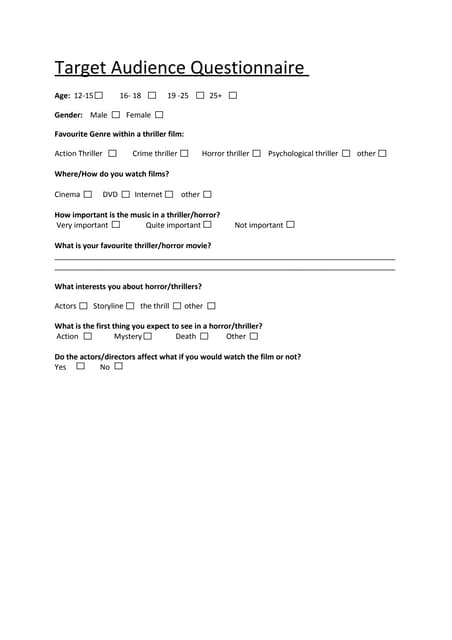 Film teaser trailer questionnaire | PDF