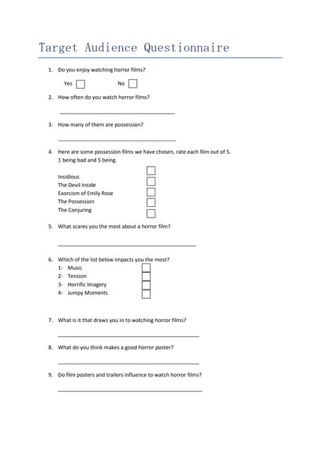 Film questionnaire | PDF