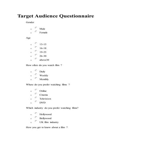 Target audience questionnaire | DOCX