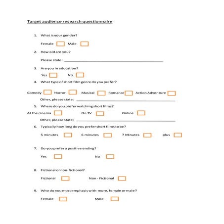 Target audience research questionnaire | DOCX | Documentary | Genres