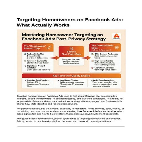 Targeting Homeowners on Facebook Ads: What Actually Works | PDF