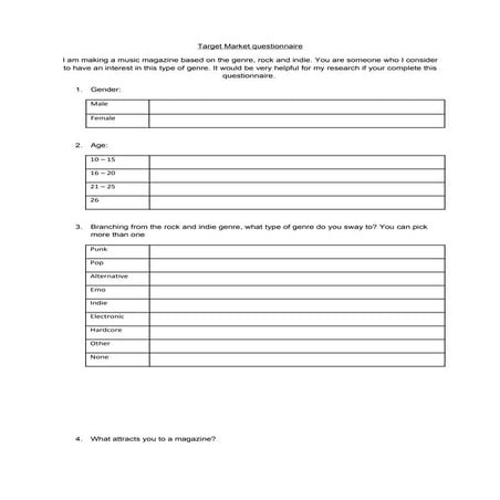 Target Market Questionnaire | DOC