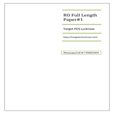 UPPSC Review Officer (RO/ARO) Test Series full-length paper#1 English ...