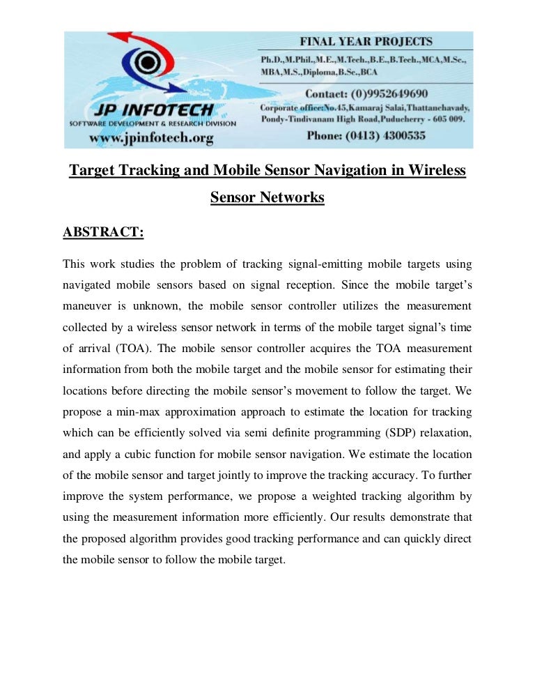 Target Tracking And Mobile Sensor Navigation In Wireless Sensor Netwo