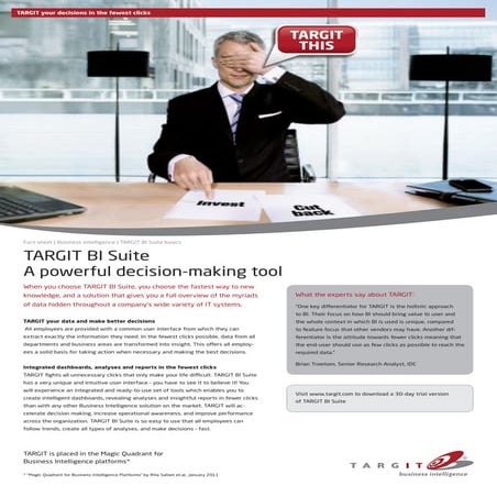 Targit Bi Suite Fact Sheet Pdf Computer Software And Applications