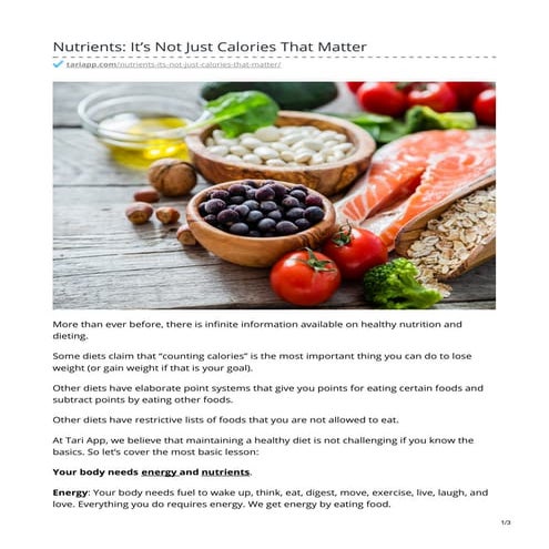 Nutrients: It’s Not Just Calories That Matter | PDF