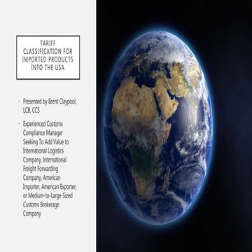 Tariff Classification for Imported Products into the USA | PPT