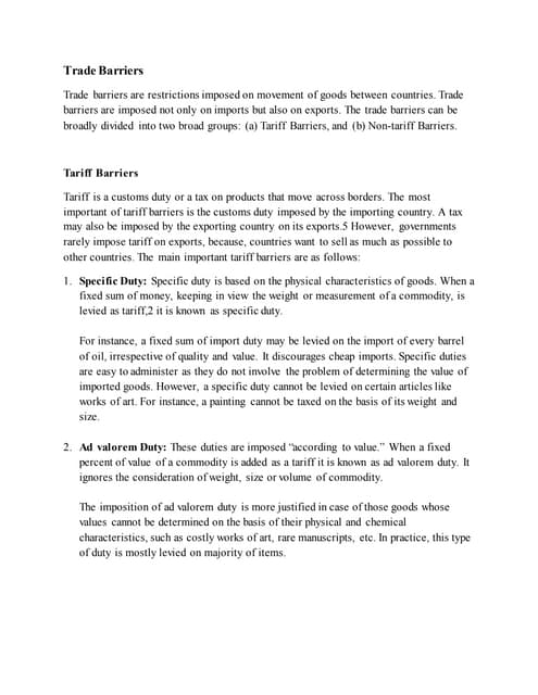 Tariffs and quota | PPTX | Commodities | Economy