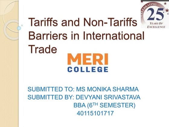 Tariff and non tariff barriers of International trade | PPT