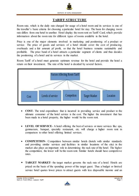Room tariff structure | PPT