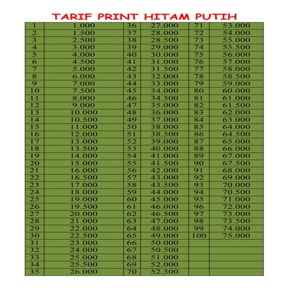 Tarif print | PDF