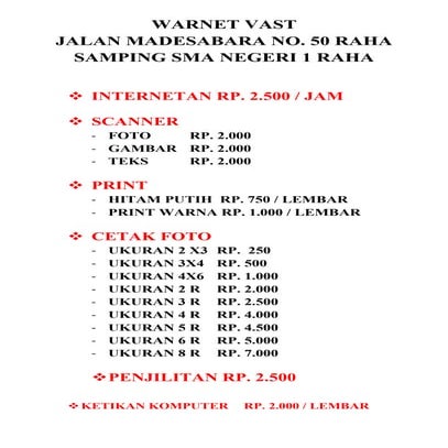 CETAK FOTO MURAH MERIAH HANYA DI SAMPING SMA NEGERI 1 RAHA | DOCX