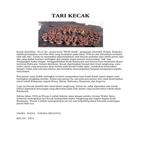 Tari kecak | DOCX