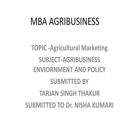 Agriculture marketing | PPT