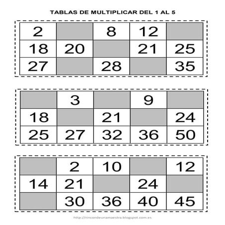 Bingo de las tablas de multiplicar. Cartones🐸 Descubra a emoção das ...
