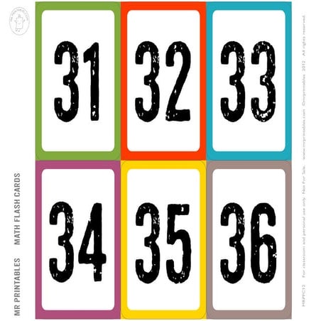 Tarjetas numeros-31-60 | PDF