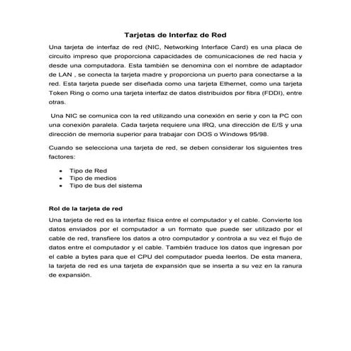 Tarjetas de interfaz de red | PDF