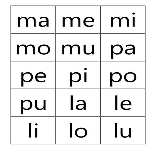 Tarjetas silabas | DOCX