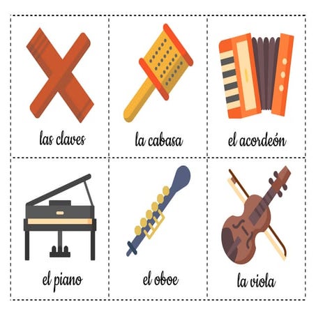Tarjetas vocabulario instrumentos musicales | PDF