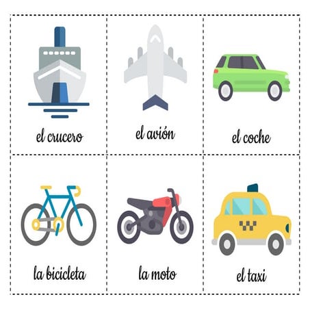 Tarjetas vocabulario transporte | PDF