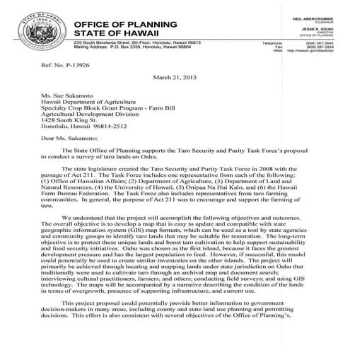 Taro Survey Support Letter | PDF